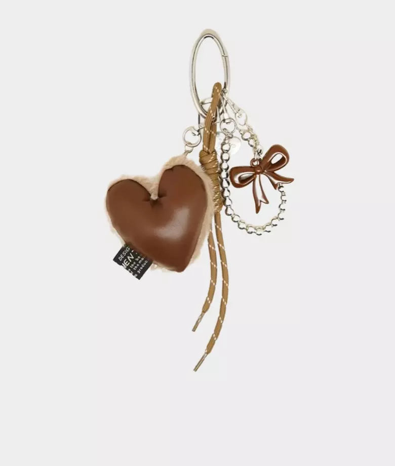 Plush Heart and Bow Bag Charm | Oriental Design & Gift